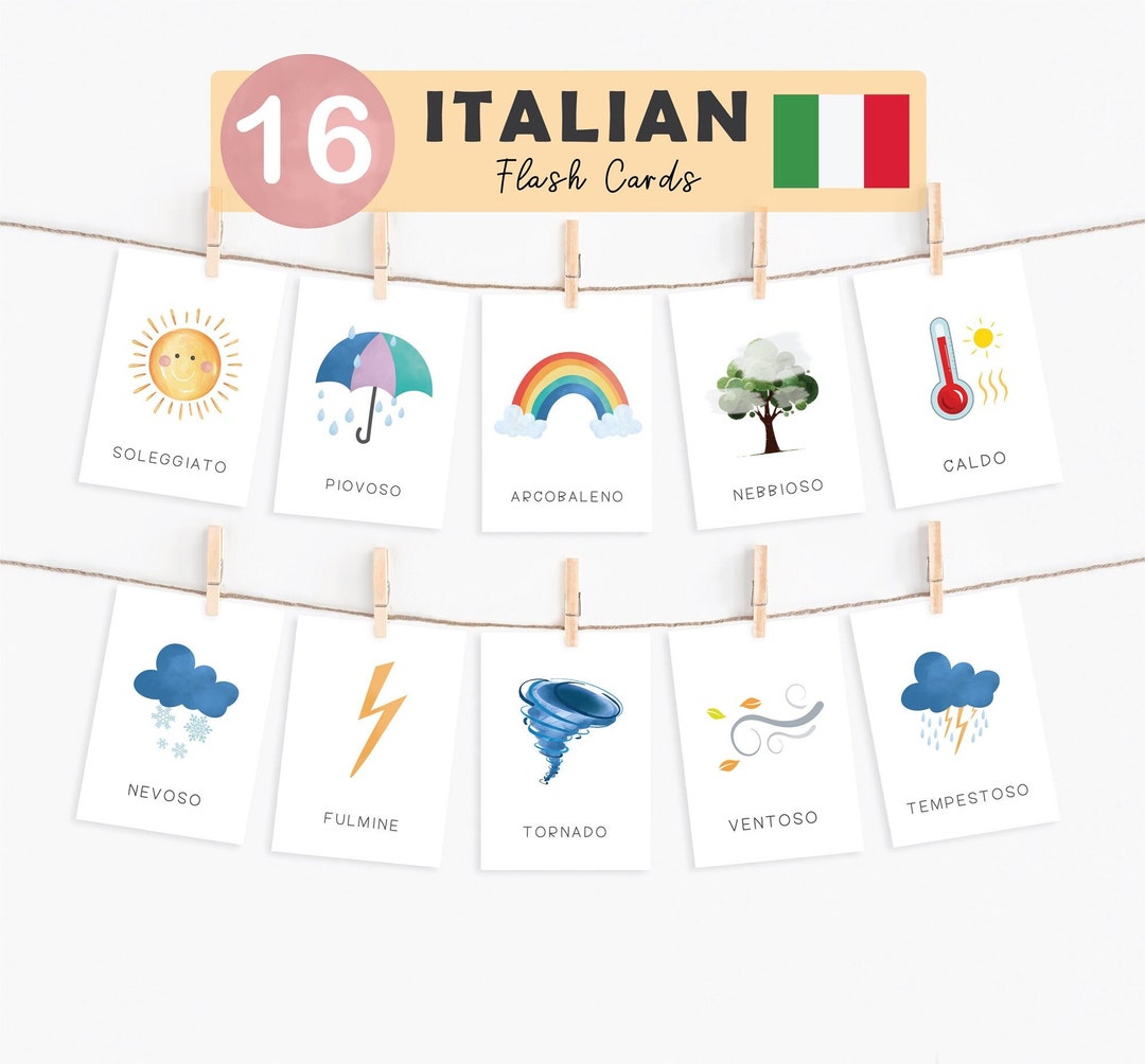 Italian Weather Flashcards Italian Flash Cards Weather Poster for Kids ...
