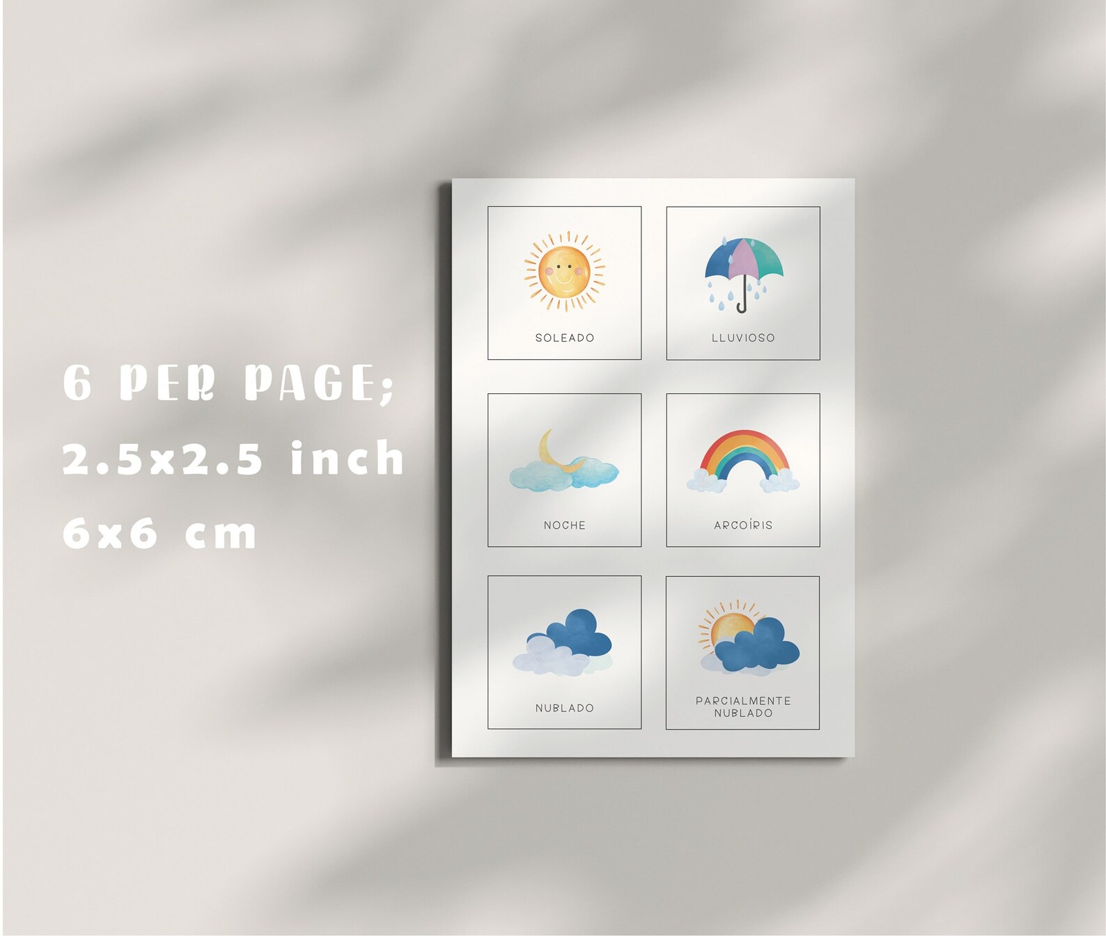 Spanish Weather Flashcards for Kids Printables Spanish Teacher ...