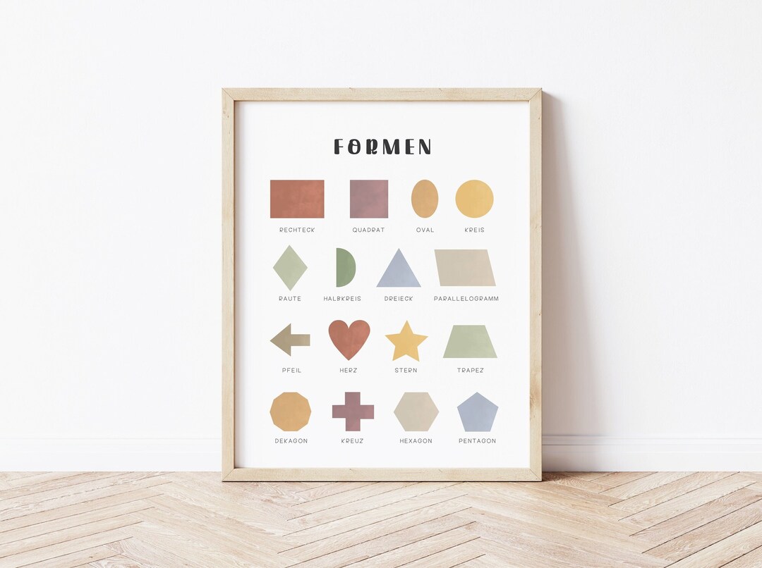 Shapes Print German Poster Montessori Spielzeug Geometric Shapes Poster ...