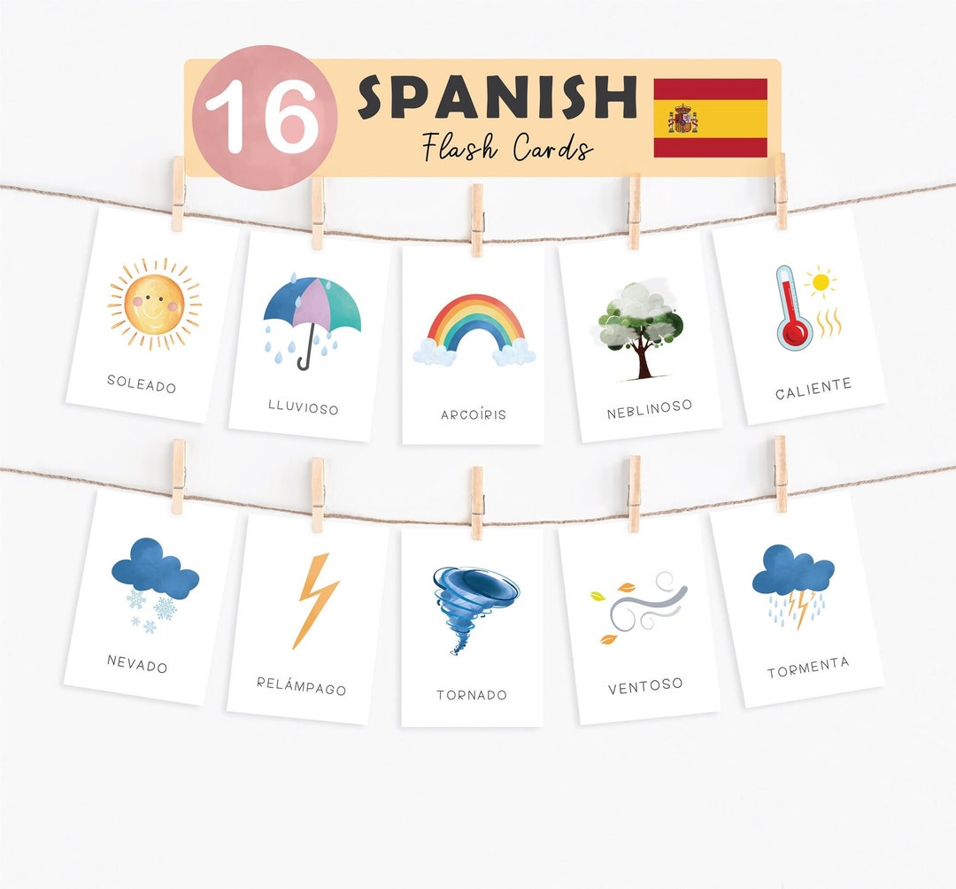 Spanish Weather Flashcards for Kids Printables Spanish Teacher ...