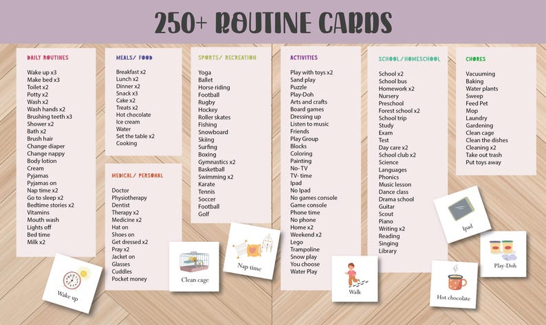 Kids Organization Tool Chore Chart Morning Routine for Kids Evening ...