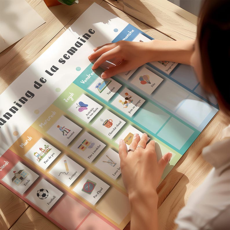 FRENCH Weekly Schedule Kids Visual Planner Routine Cards Visual ...