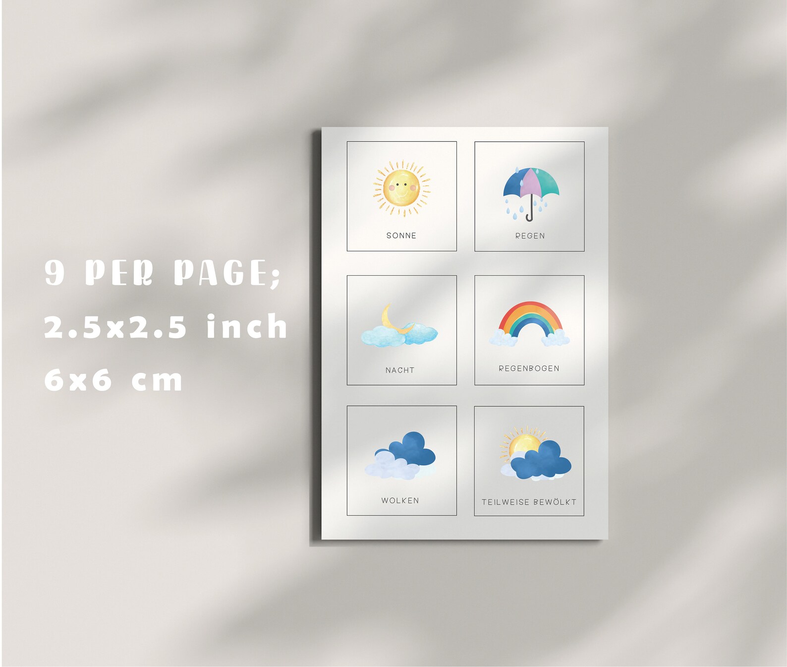 German Weather Flash Cards German Learning Montessori German Education ...