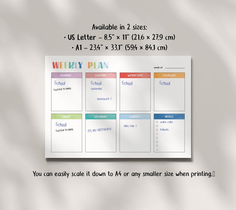 Printable Weekly Planner – Kids Schedule, Family To-do List, Homeschool ...