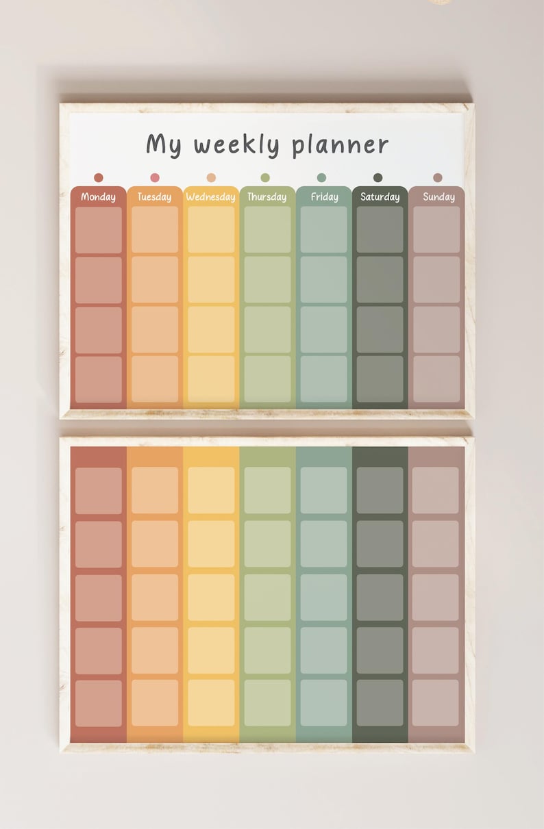 Weekly Schedule Kids Visual Planner Routine Cards Visual Calendar ...
