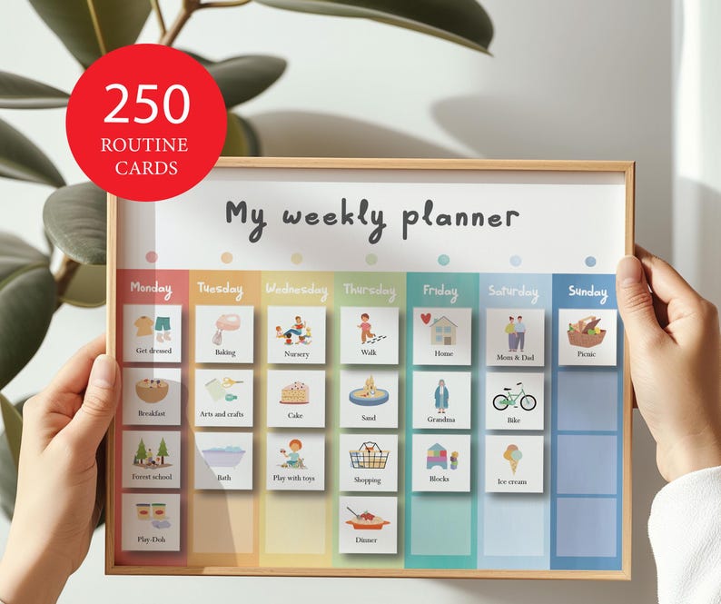 Visual Weekly Planner Kids Visual Timetable Routine Cards Autism Visual ...