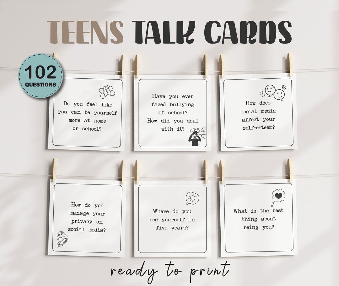 Teens Conversation Cards Teen Mental Health Teens Therapy Tools for ...