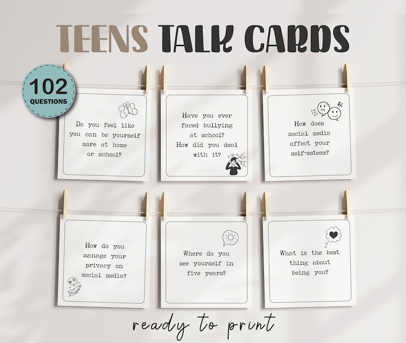 Teens Conversation Cards Teen Mental Health Teens Therapy Tools for ...