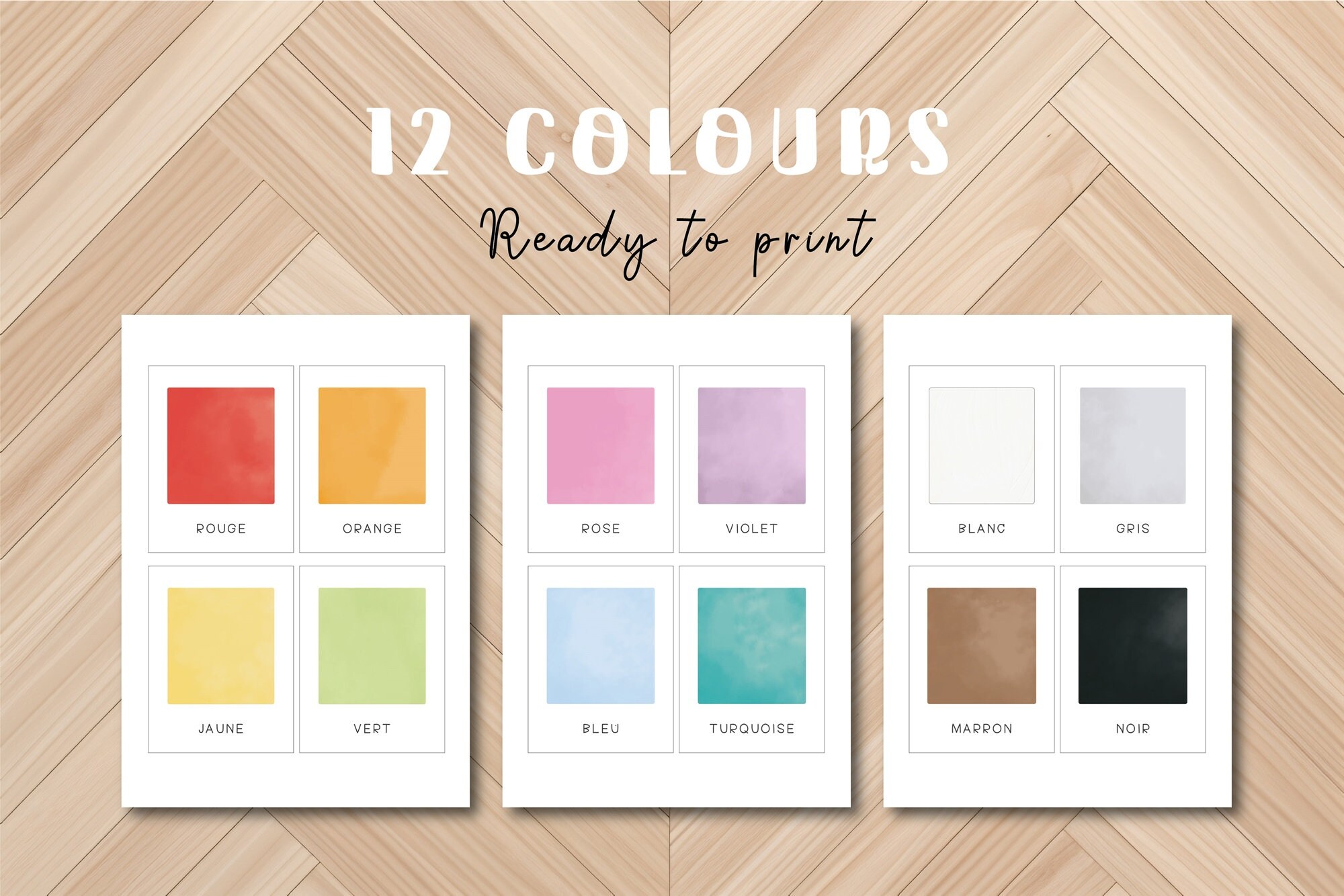 French Colors Flashcards Colours in French Language Learning Colors ...