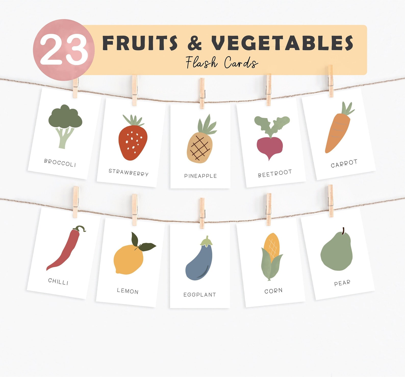 Fruits Flashcards for Kids Flashcards Vegetables Print Toddler ...