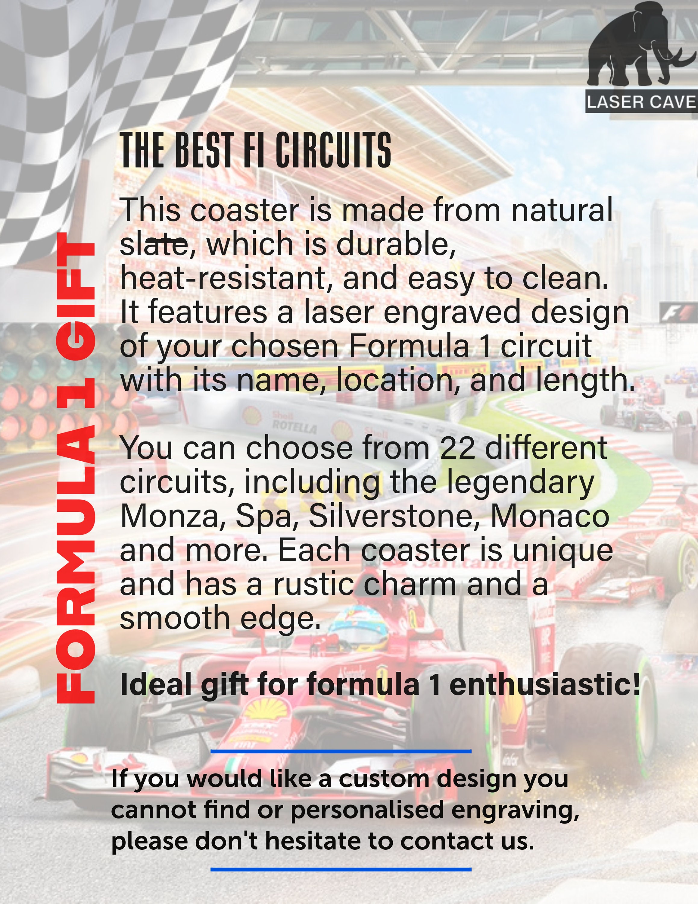 F1 Slate Coasters Set Formula 1 Circuit Track Coaster Set F1 Gift ...