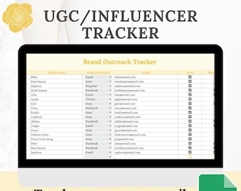 Neutral Influencer Template, Brand Outreach Tracker, User Generated ...
