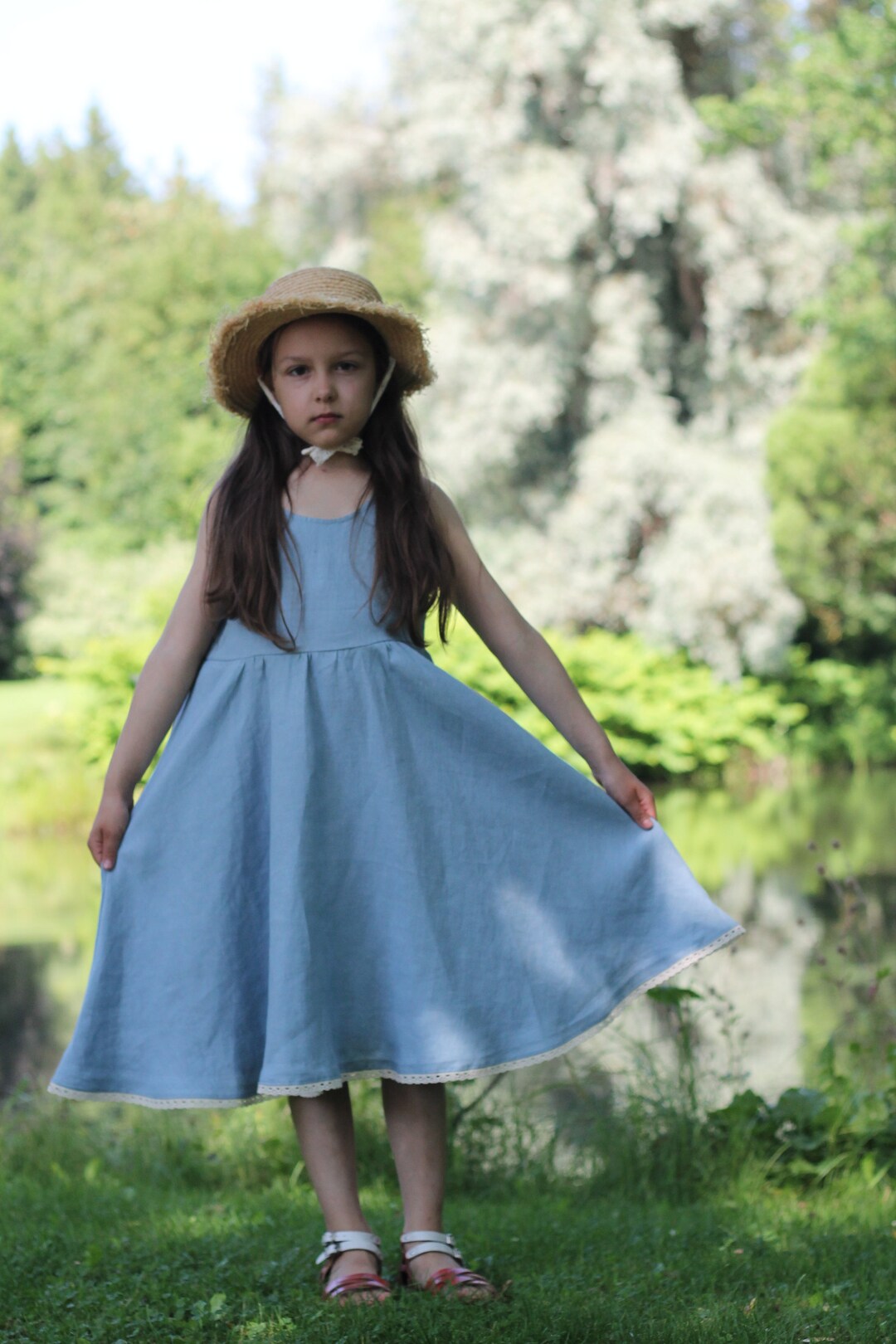 Girls Linen Dress, Natural Linen Sleevelless, Linen Summer Dress, Alice ...