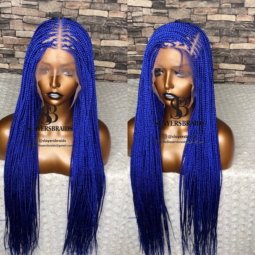 Royal Blue Micro Knotless Full Lace Braids Wig for Black Women - Etsy