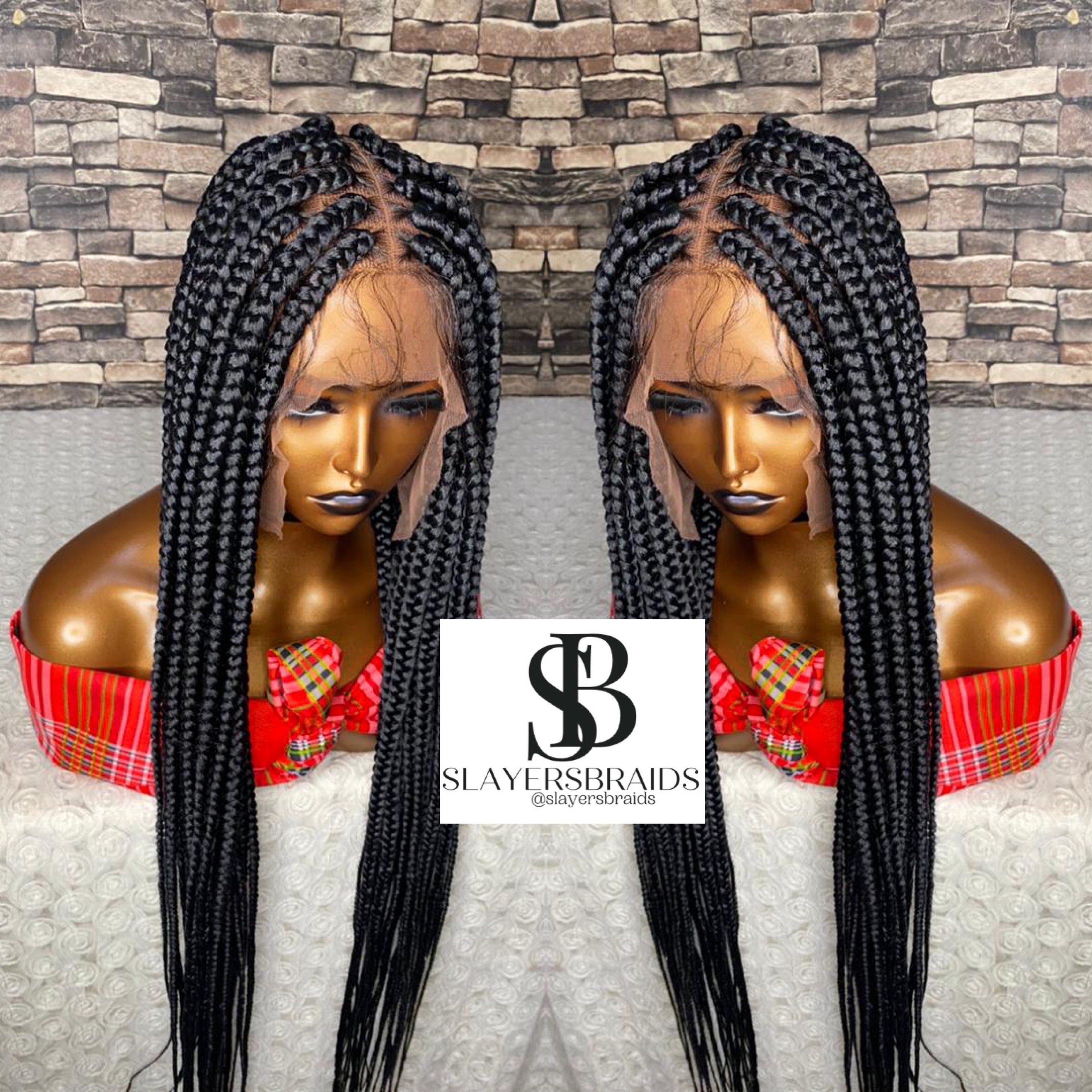 Ready to Ship Medium Size Traditional Box Braids Braided Wig - Etsy
