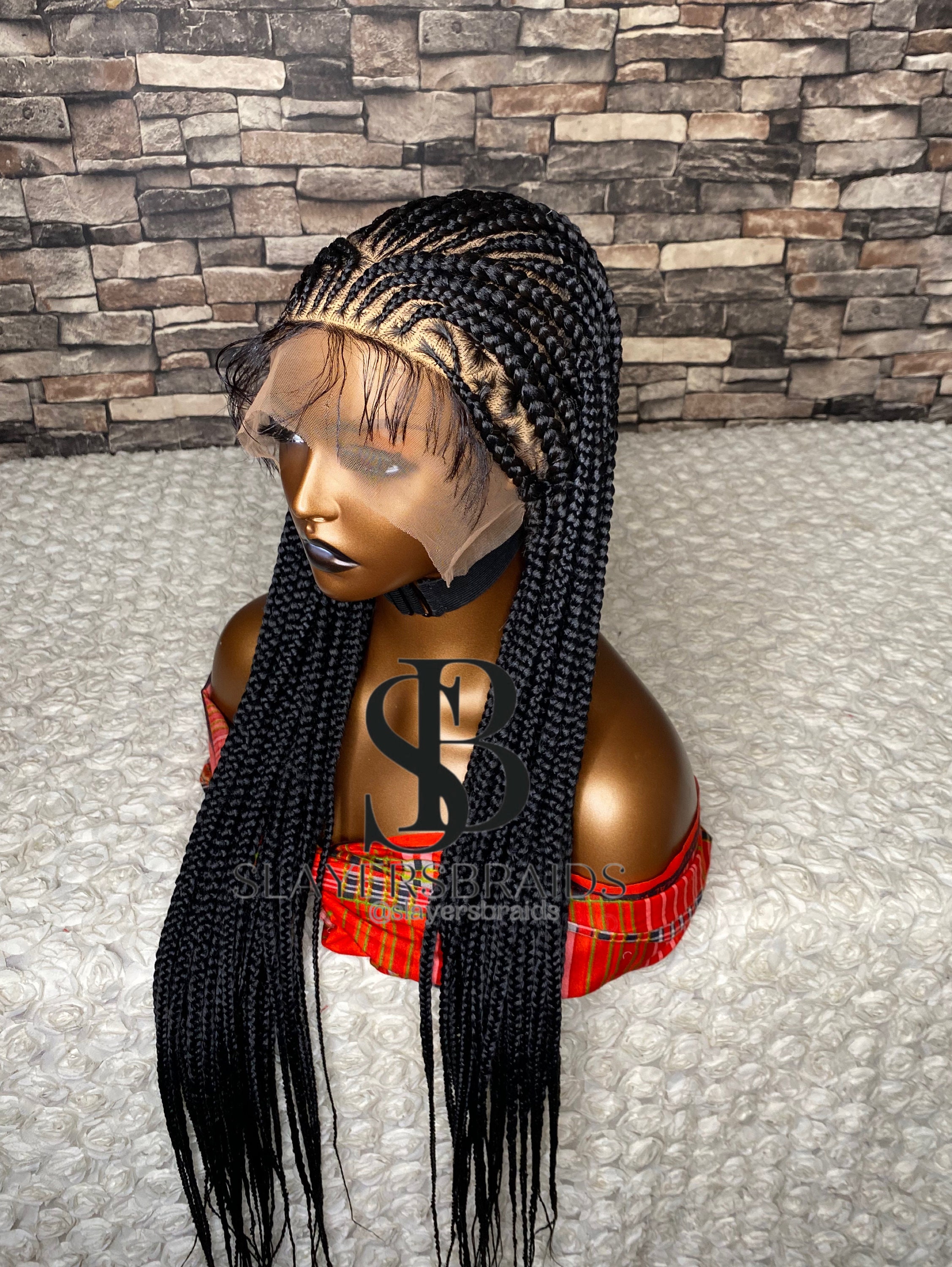 Ghana Weaving Cornrow Fulani Braided Wig for Black Women Lace - Etsy