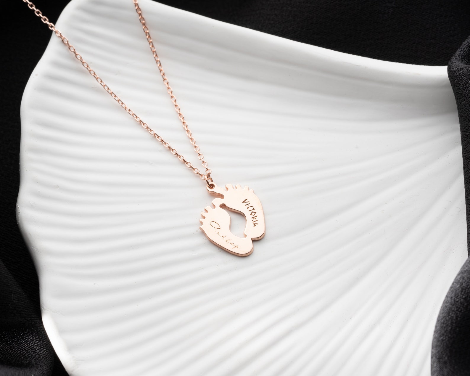 Sterling Silver Baby Feet Necklace: Personalized Footprint Charm, New ...