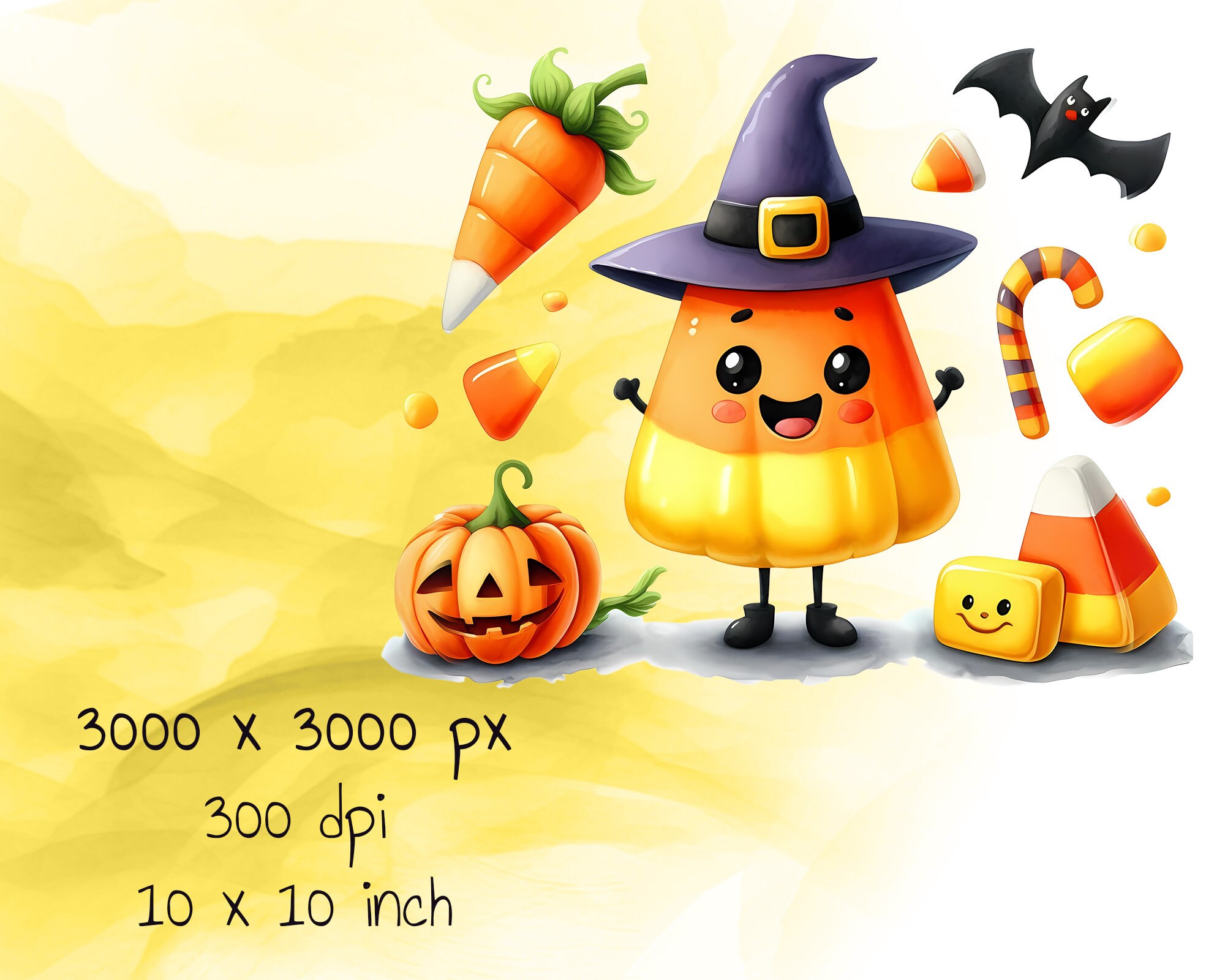 Watercolor Halloween Candy Corn Clipart, Halloween Character, Candy ...
