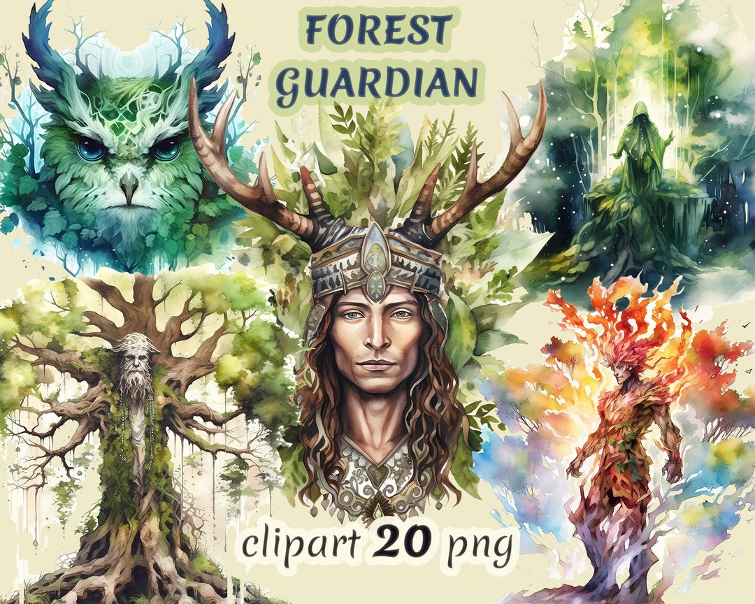 Watercolor Forest Guardian Clipart, Enchanted Woodland, Mythical ...