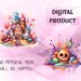 Watercolor Halloween Candyland Clipart Skull With Candy Trick or Treat ...
