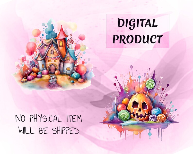 Watercolor Halloween Candyland Clipart Skull With Candy Trick or Treat ...
