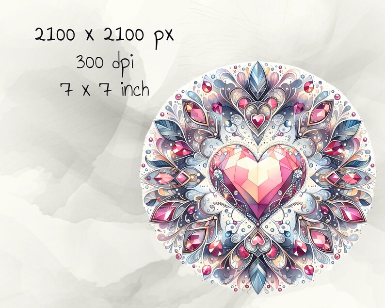 Watercolor Art Deco Heart Clipart, Sparkling Heart, Sparkling Brooch ...