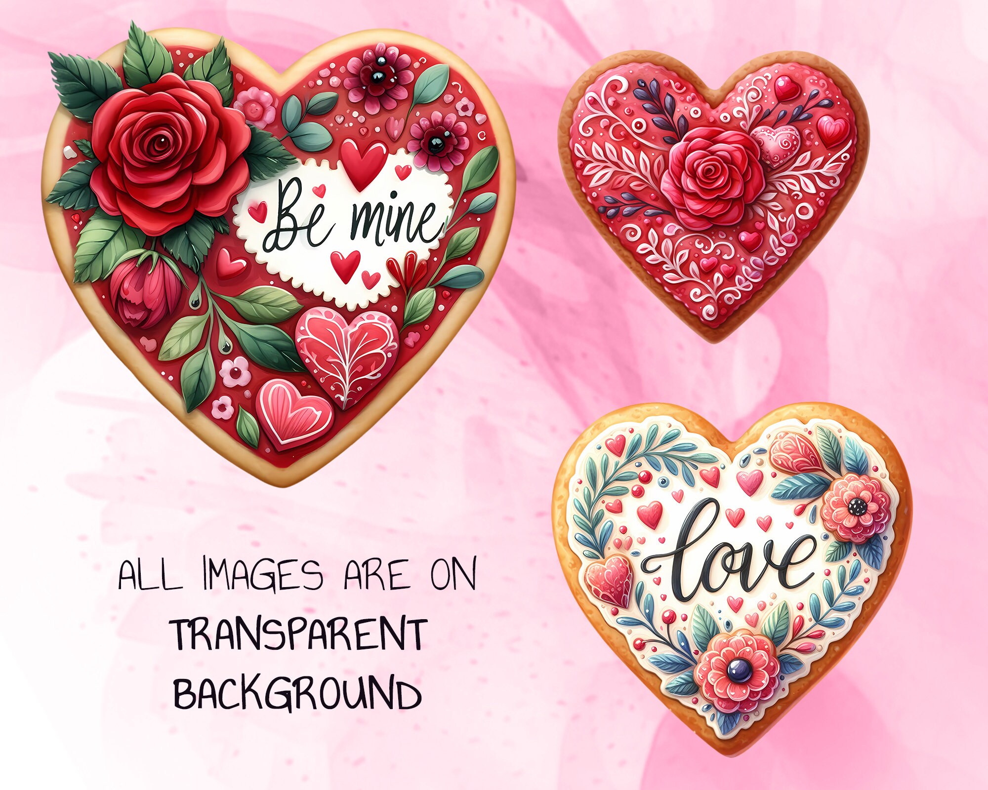 Watercolor Valentine Cookies Clipart, Valentine Clipart, Valetine ...