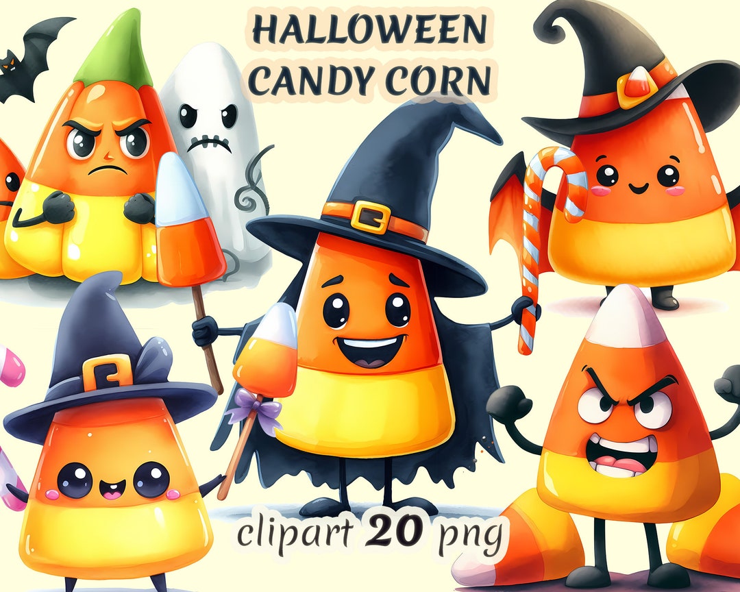 Watercolor Halloween Candy Corn Clipart, Halloween Character, Candy ...