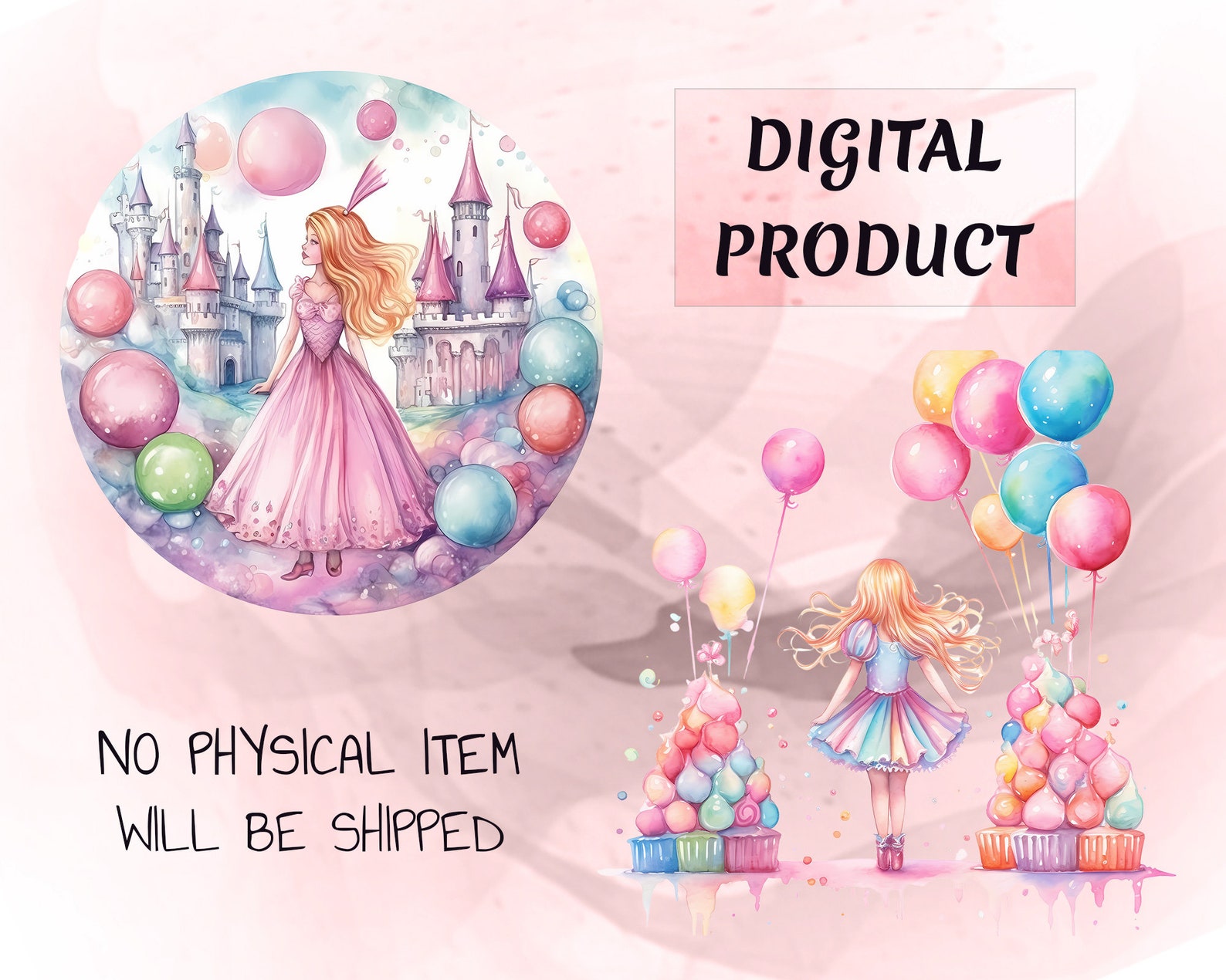 Watercolor Candy Princess Clipart, Candyland, Princess Birthday Party ...