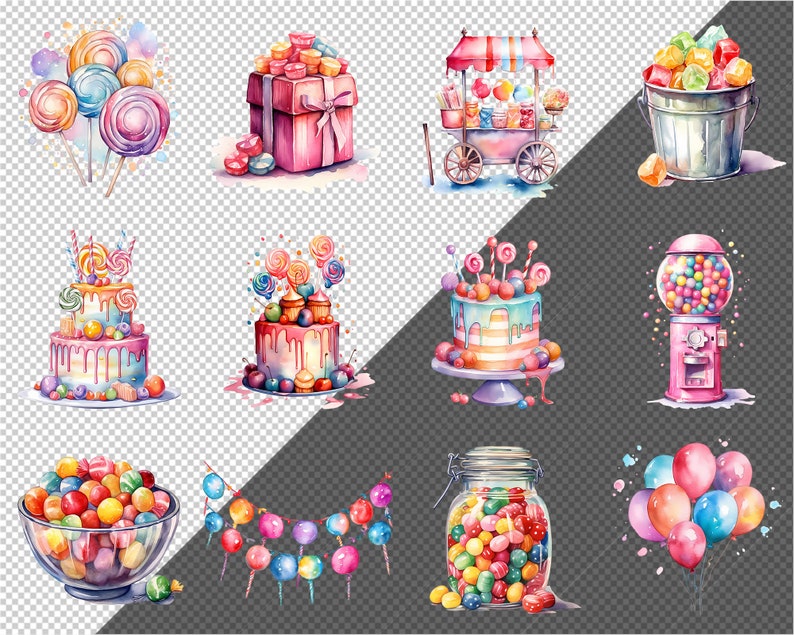 Watercolor Candyparty Clipart Kids Party Sweets Jar Candy - Etsy Australia