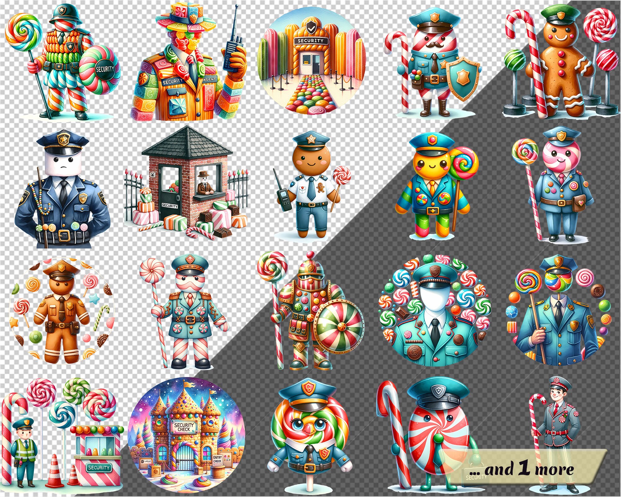 Watercolor Candyland Security Clipart, Candyland Figurines, Candy ...