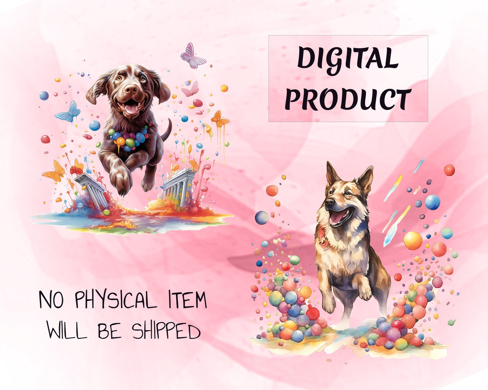 Watercolor Candyland Chase Clipart Happy Dog Candy Puppy - Etsy