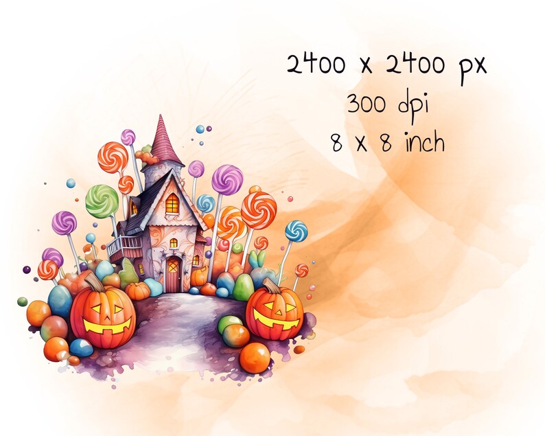 Watercolor Halloween Candyland Clipart Skull With Candy Trick or Treat ...