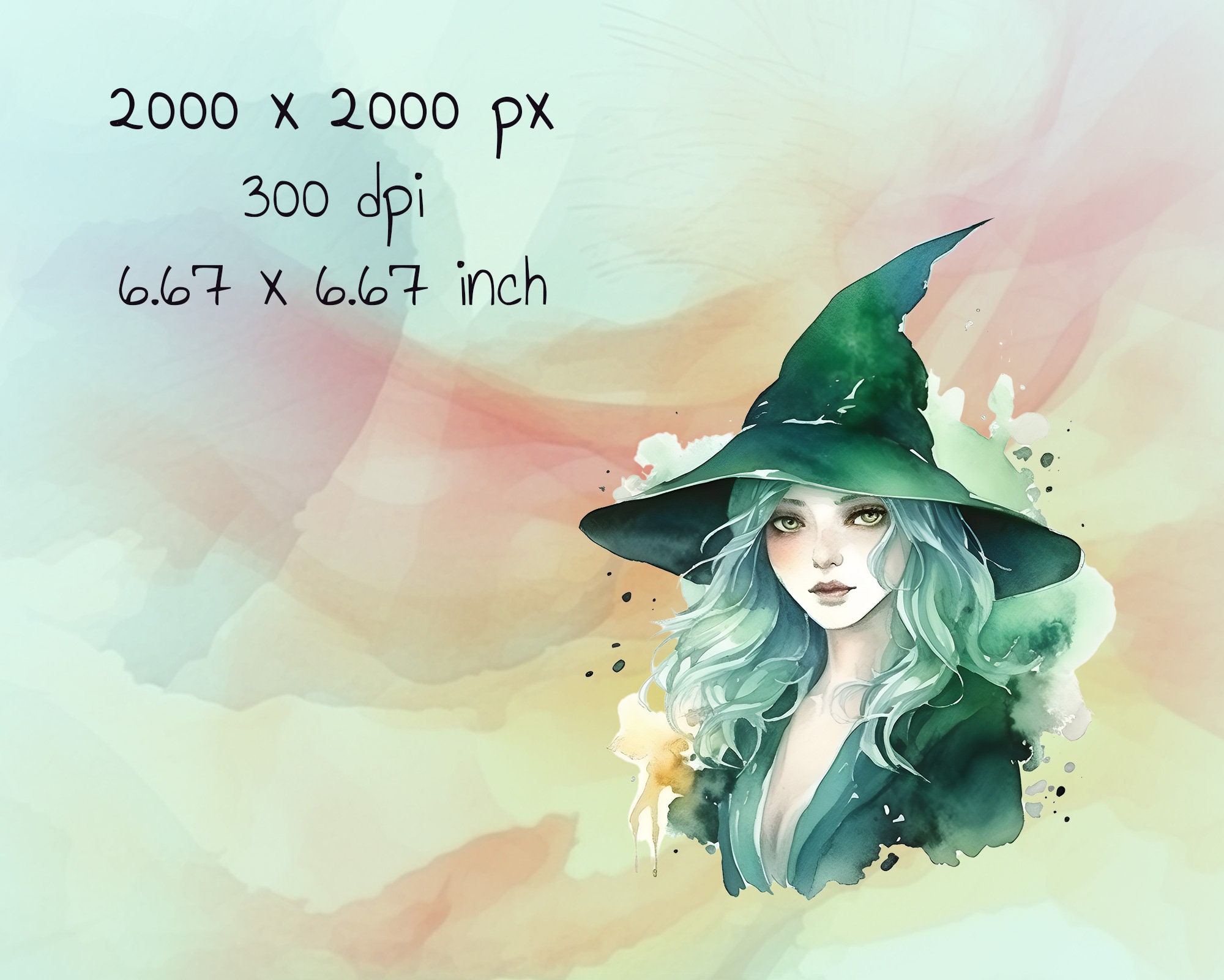 Watercolor Emerald Wizard Clipart Bundle on Transparent Background ...