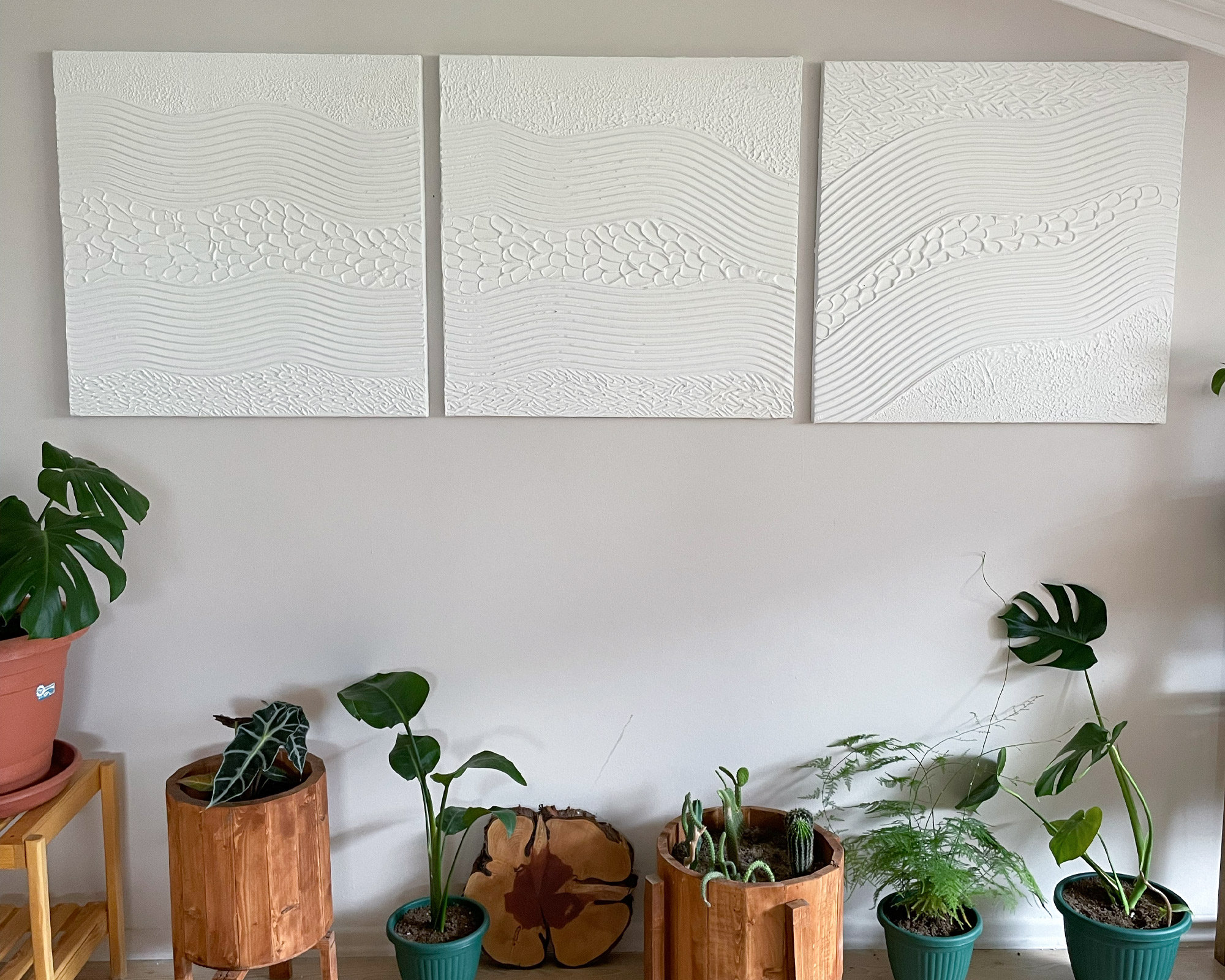 Plaster Wall Art Set of 3 Textured Wall Art Textured Art - Etsy