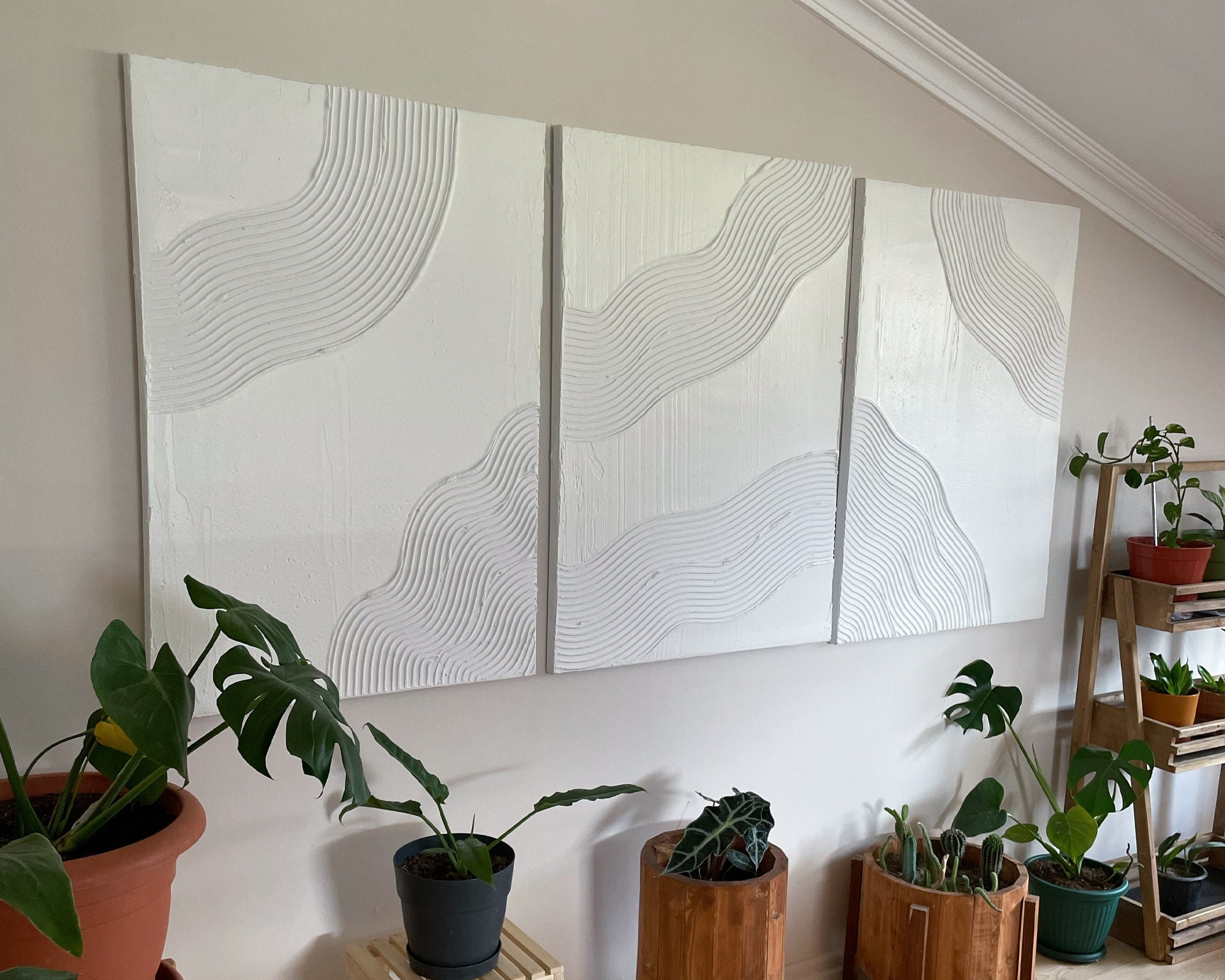 Plaster Wall Art Set of 3 Textured Wall Art Textured Art - Etsy