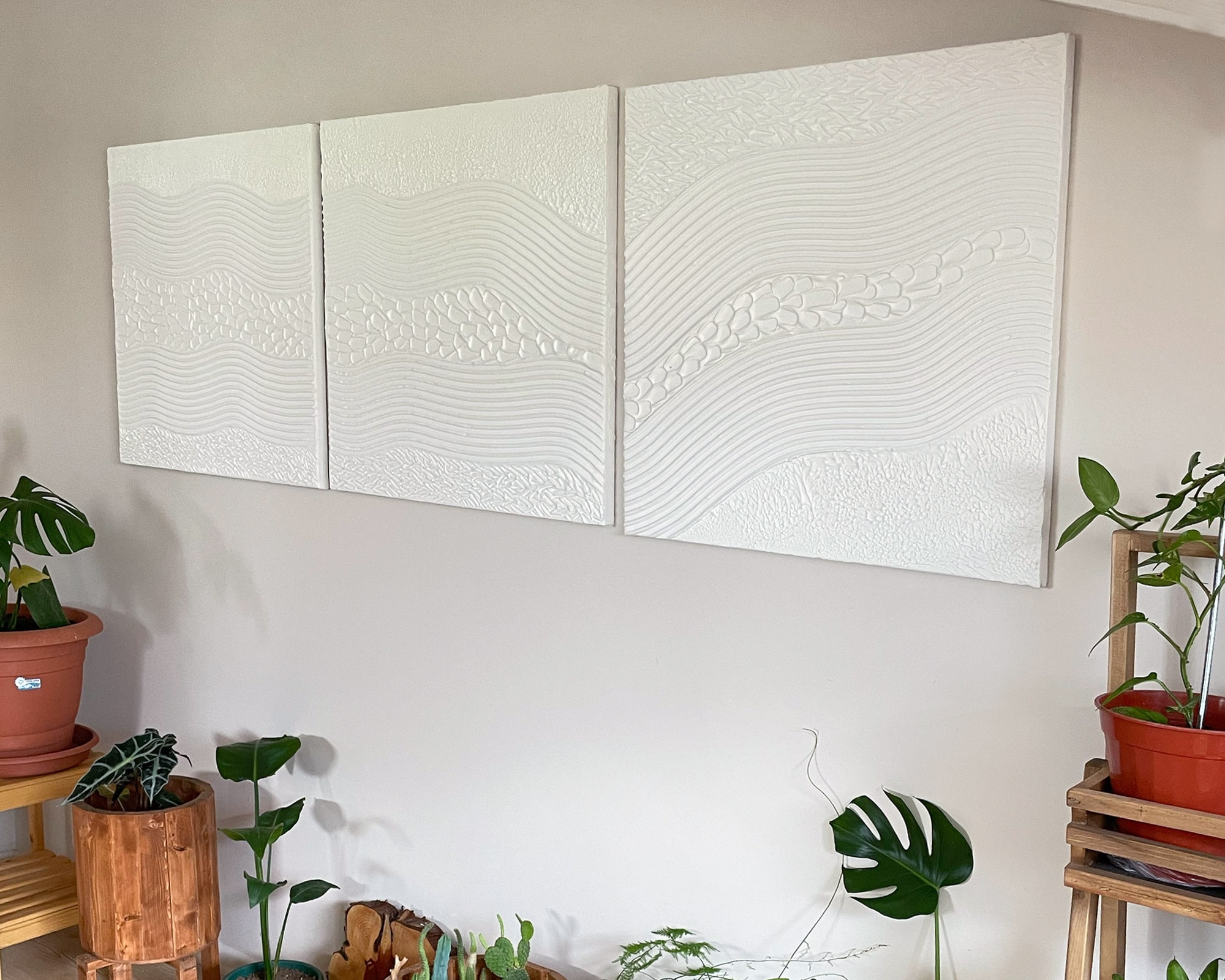 Plaster Wall Art Set of 3 Textured Wall Art Textured Art - Etsy
