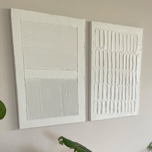 Gips Wandkunst 2er Set, Strukturierte Wandkunst, Strukturierte Kunst Leinwand, Strukturierte ...