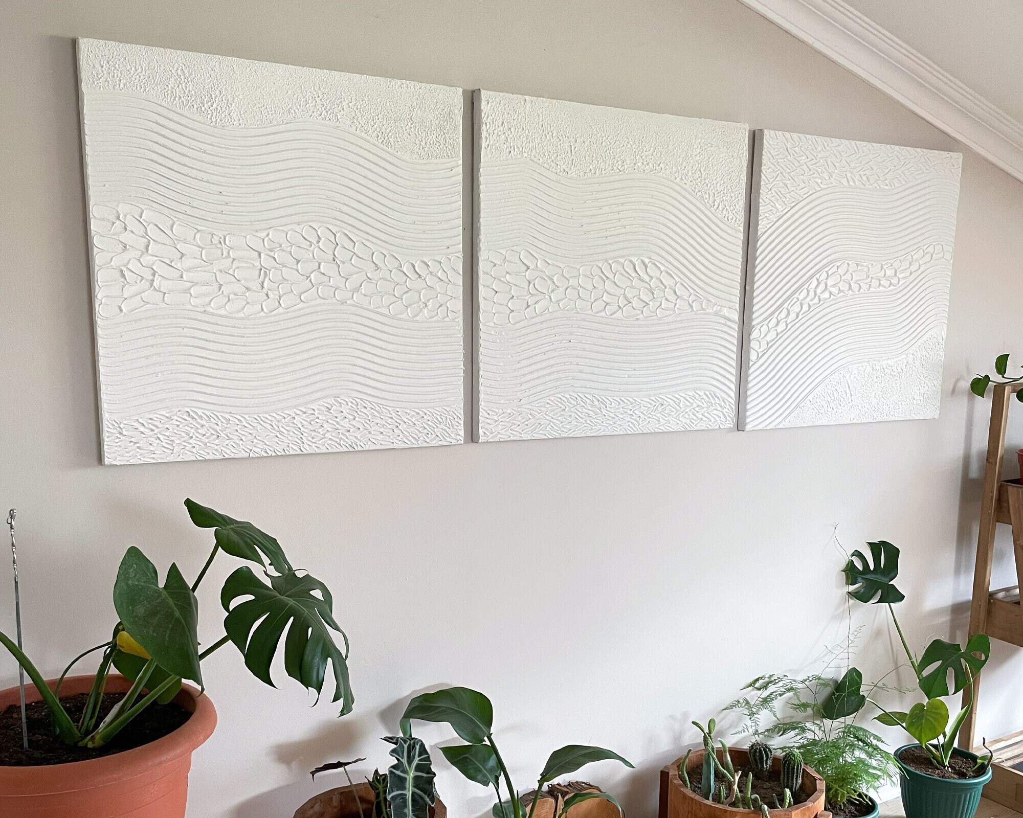 Plaster Wall Art Set of 3 Textured Wall Art Textured Art - Etsy