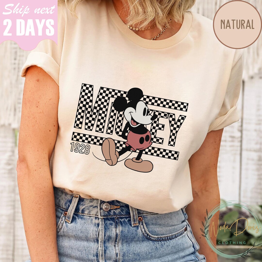 Retro Mickey Shirt Mickey Checkered Shirt Mickey Mouse 1928 - Etsy