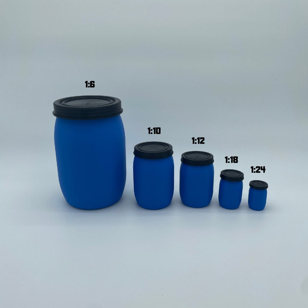 3D Printed 220l/58gal. Blue Barrel Miniature in Scale 1/6 , 1/10 , 1/12 ...