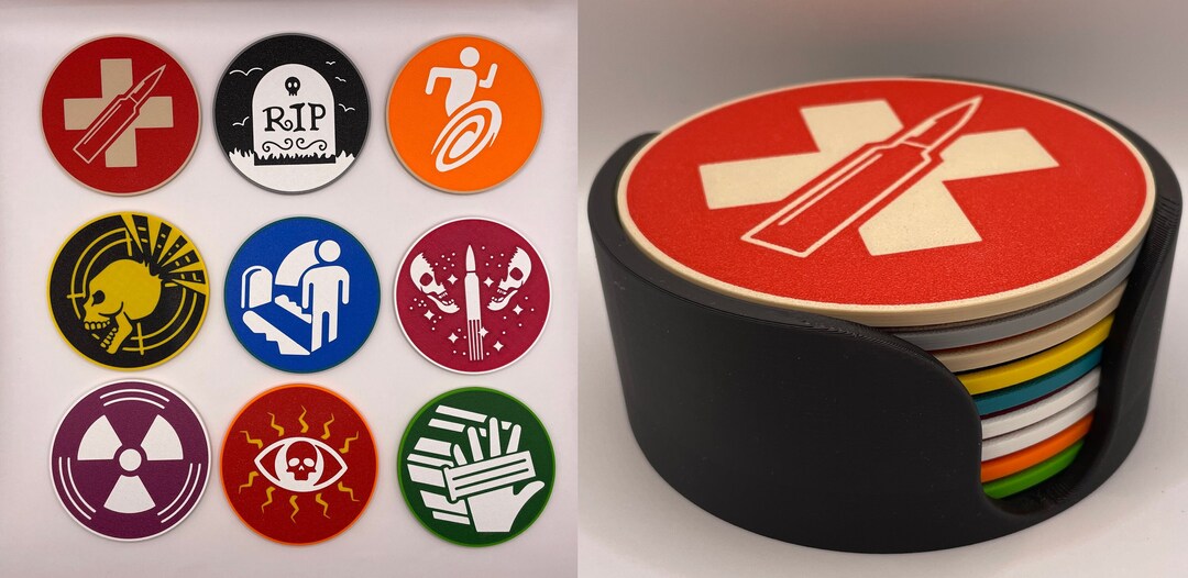Set of 9 COD Zombies Inspired Perks Drink Coasters With Practical ...