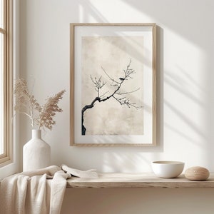 Wabi Sabi Wall Art Bird on a Tree Painting Nature Painting Japandi Wall ...