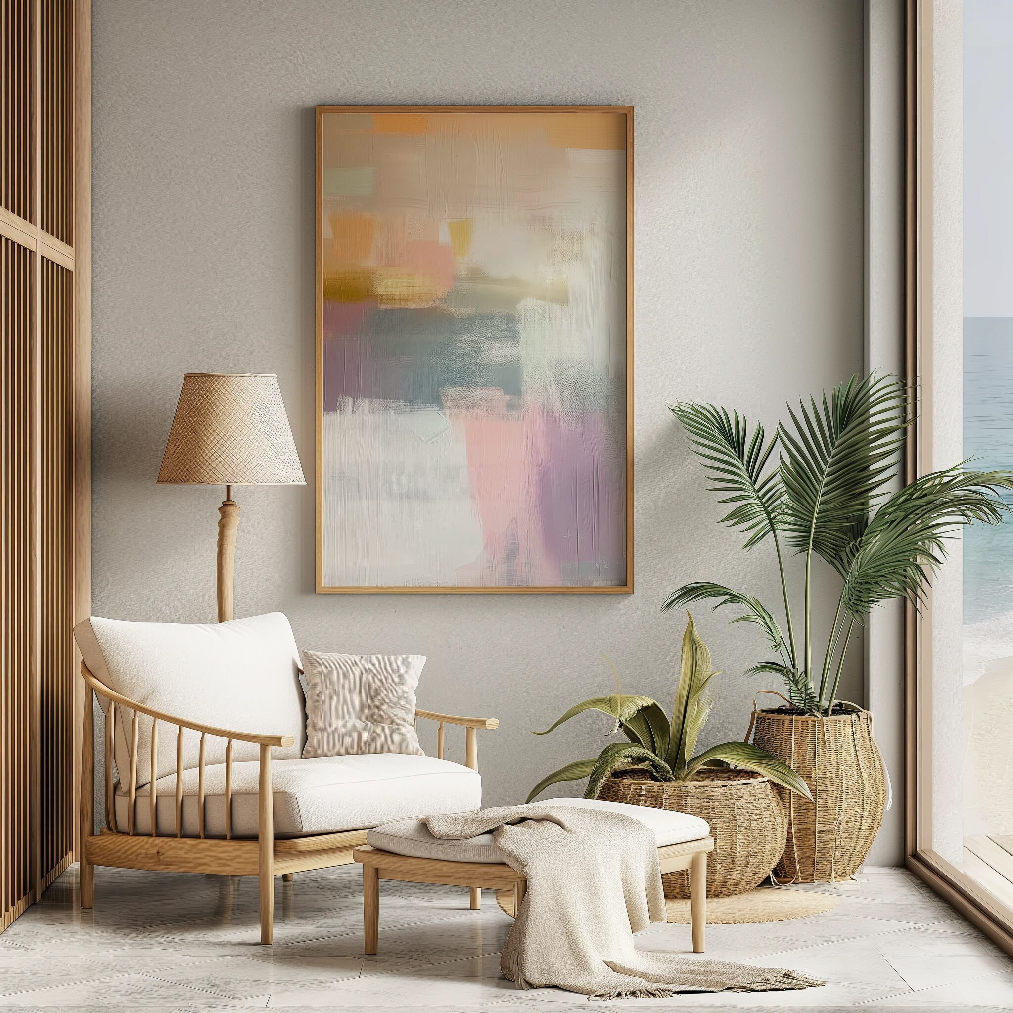 Abstract Painting Wall Art Soft Colours Wall Art Pastel Wall Art Beach ...
