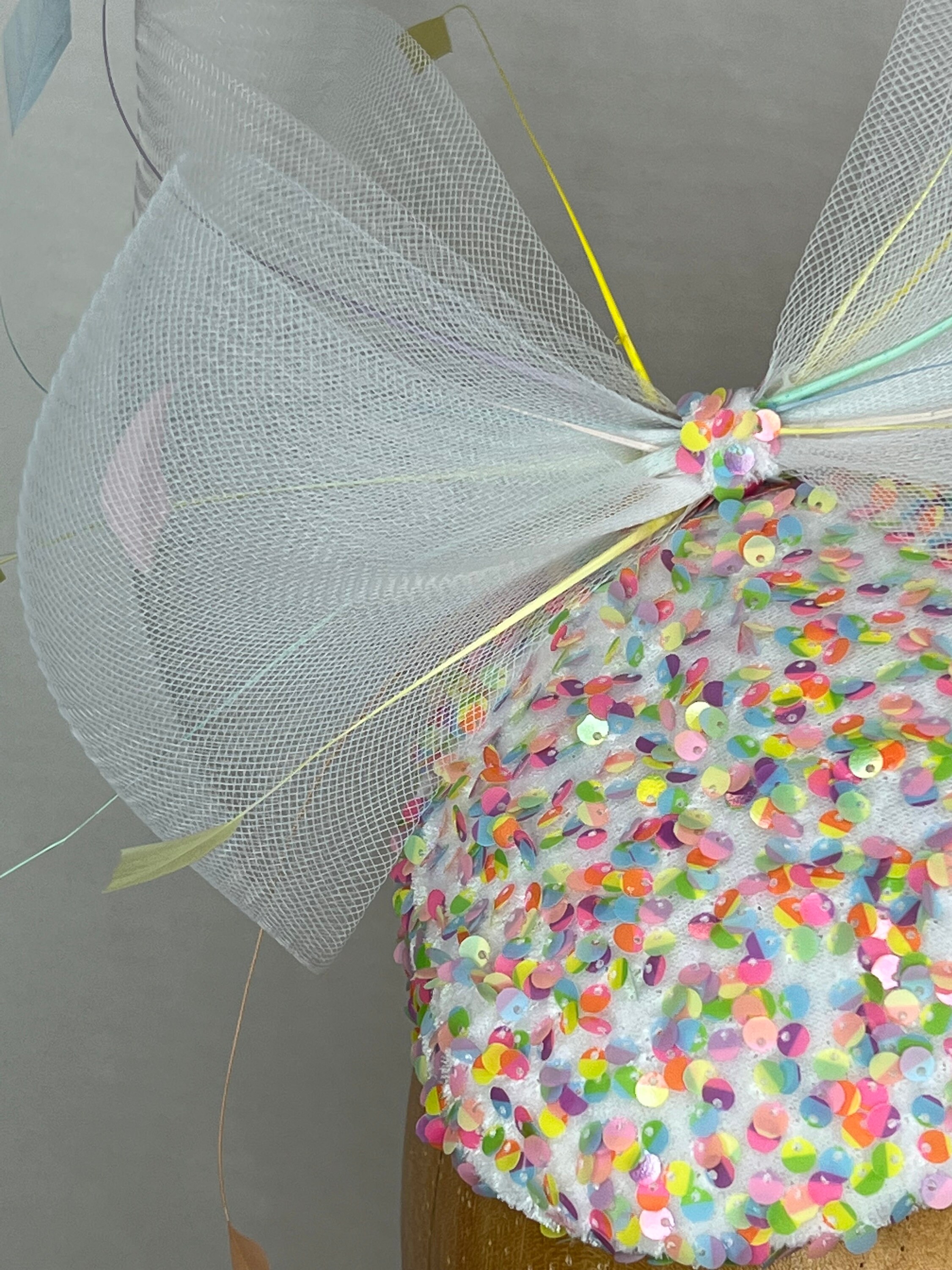 Sprinkles White Pointed Beret With Bright Colourful Sequins With Crin ...