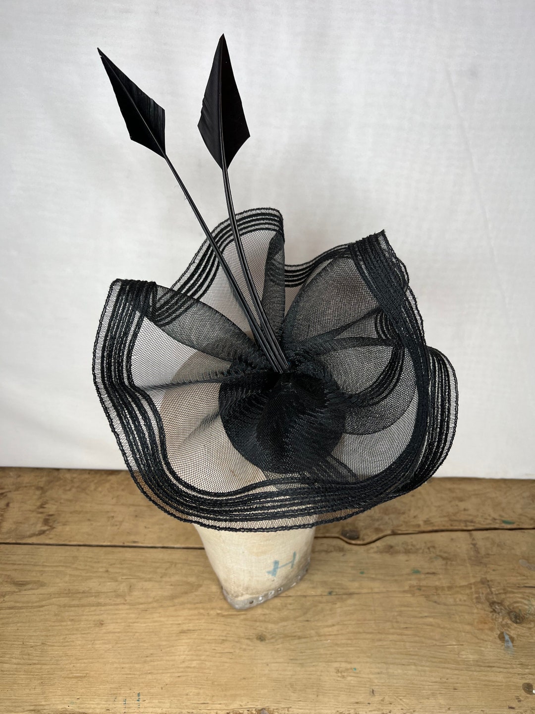 Black Crin Ruffles With Two Arrow Quills Striking Headpiece. - Etsy