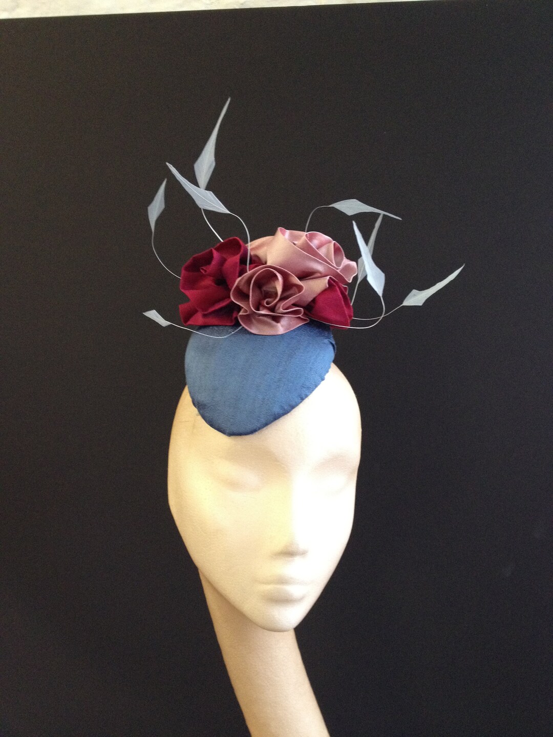 Sample Sale - Pretty Silk Flower Percher - Small Teardrop Blue Silk ...