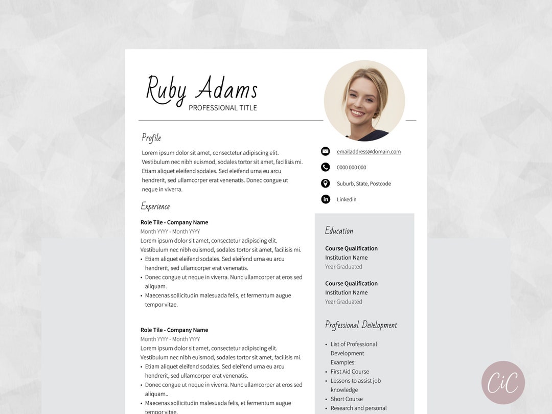 Digital Cover Letter and Resume Templates Pages & Word Compatible Ruby ...