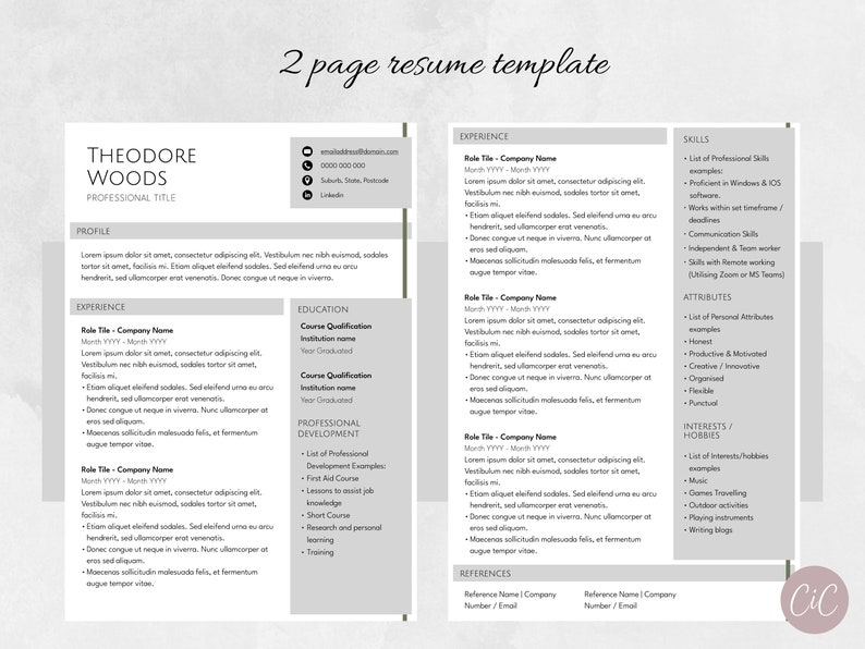 Digital Cover Letter and Resume Templates Pages & Word Compatible ...