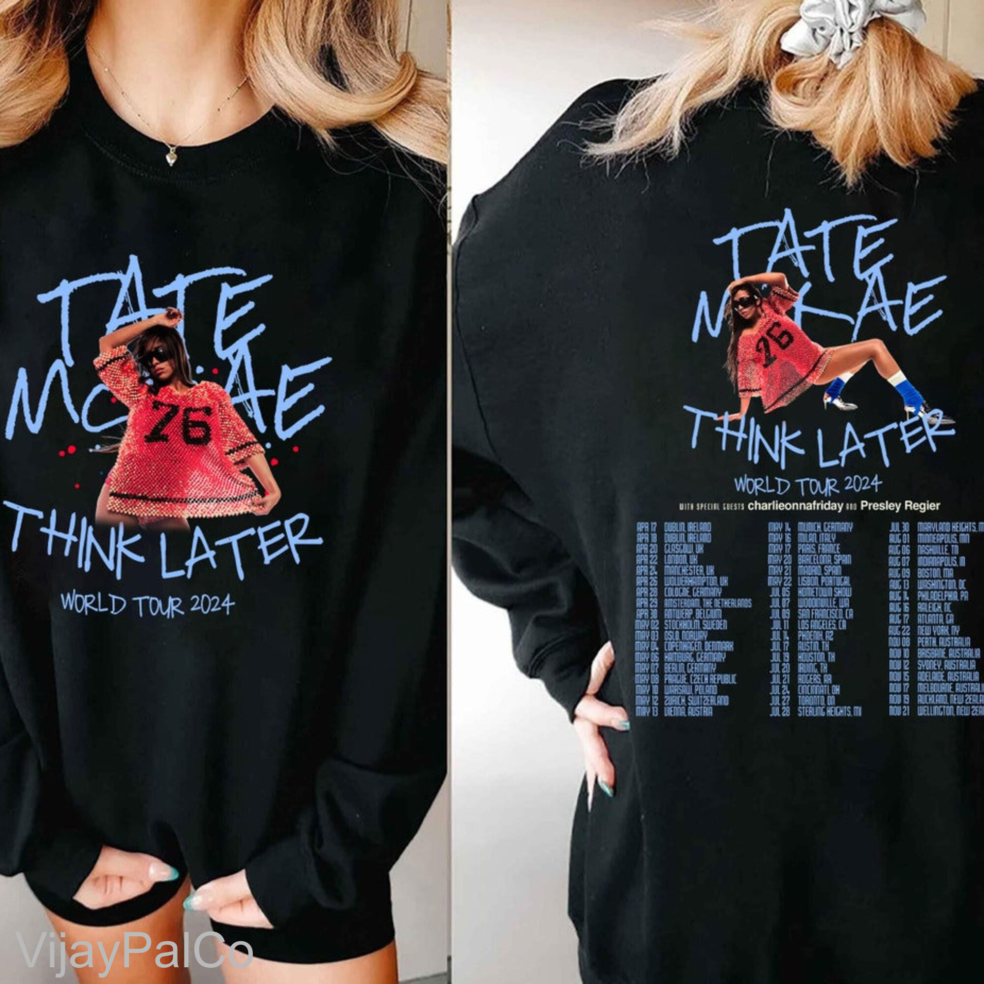 Tate Mcrae Shirt, Tate Mcrae The Think Later World Tour 2024 Tour Shirt ...